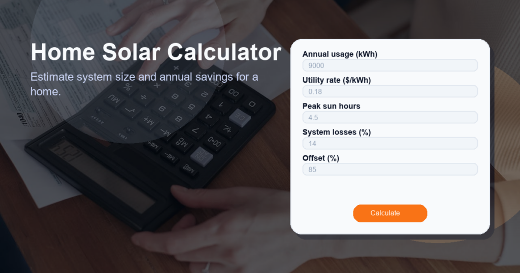 Home Solar Calculator - CleanEnergyBusinessCouncil.com