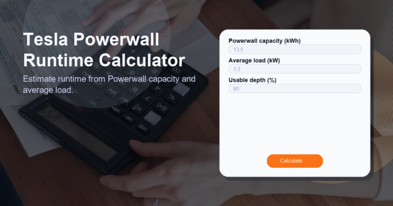 Tesla Powerwall Runtime Calculator - CleanEnergyBusinessCouncil.com